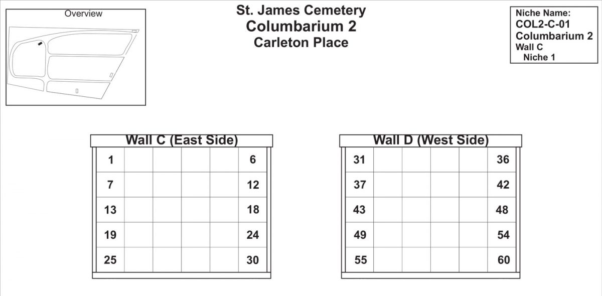 St. James Cemetery – Maps - Columbarium #2 - St. James Anglican Church